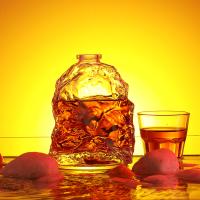 China Decal Glass Products Unique Shape Transparent Decoration Glass Wine Bottle Tumbler for sale