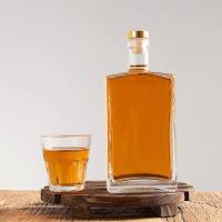 China Base Material Glass Custom 500ml 750ml Square Wine Whisky Glass Bottle with Cork Cap for sale