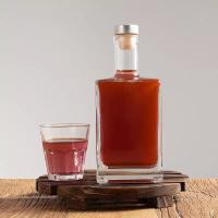 China Base Material Glass Custom 500ml 750ml Square Wine Whisky Glass Bottle with Cork Cap for sale