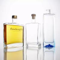 China Glass Collar Round Design Custom Liquor Bottle for Vodka Gin Whiskey Tequila Spirit for sale