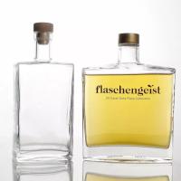 China Glass Collar Round Design Custom Liquor Bottle for Vodka Gin Whiskey Tequila Spirit for sale