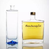 China Glass Collar Round Design Custom Liquor Bottle for Vodka Gin Whiskey Tequila Spirit for sale