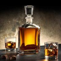 China Collar Material Glass Square Bottle for Beverage Vodka Whisky Rum Tequila 23.75 oz for sale