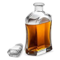 China Collar Material Glass Square Bottle for Beverage Vodka Whisky Rum Tequila 23.75 oz for sale