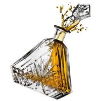 China Glass Whisky Bottle Base Material glass 750 ml Hermetic Glass Wine Bottle With Glass Lid for sale