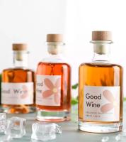 China 200ml 375ml 500ml 750ml Round Glass Liquor Wine Vodka Tequila Bottle with Sealed Cork Lid for sale
