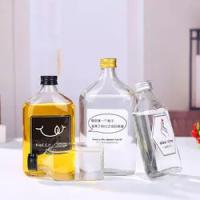 China 50ml 100ml 200ml 250ml 500ml Clear Glass Flat Wine Bottle for Cold Brew Coffee Juice for sale