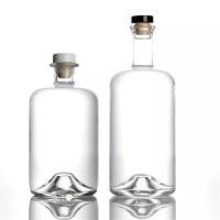 China Clear Empty Short Alcoholic Gin Liquor Bottle With Cork Stopper for Glass Products for sale