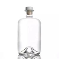 China Clear Empty Short Alcoholic Gin Liquor Bottle With Cork Stopper for Glass Products for sale