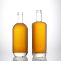 China 500ml 700ml 750ml Clear Glass Liquor Bottle for Whisky Tequila Brandy Gin Vodka Rum for sale