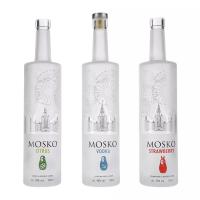 China 700ml 750ml Classic Vodka Bottle with Frost and Cork Screen Printing in Round Shape for sale