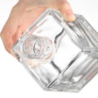 China Glass Square Shape 750ml Whiskey Bottle with Decal Surface Handling for sale