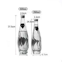 China Transparent Rhombus Glass Bottle 350ml 500ml Custom Color Glass Collar Unique Design for sale