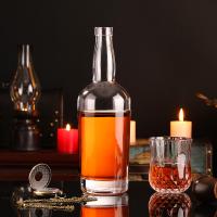 China Transparent Glass Products 500ml 750ml 1000ml Round Empty Tequila Bottle and Spray Cap for sale