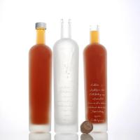 China LOGO Printing Label Custom Glass Bottle for Tequila Fancy Color Blue 700ml Vodka 70cl for sale