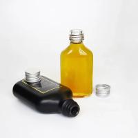 China Glass Products 100ml Custom Clear Flat Glass Flask for Whiskey and Spirits Bottle for sale