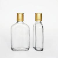 China Glass Products 100ml Custom Clear Flat Glass Flask for Whiskey and Spirits Bottle for sale
