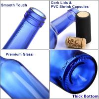 China 750ml Glass Bottles for Vodka Champagne Juice Beverages Decorations Cobalt Blue Round for sale