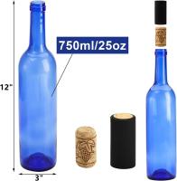 China 750ml Glass Bottles for Vodka Champagne Juice Beverages Decorations Cobalt Blue Round for sale