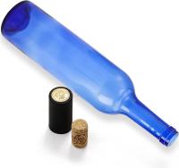 China 750ml Glass Bottles for Vodka Champagne Juice Beverages Decorations Cobalt Blue Round for sale