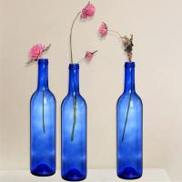 China 750ml Glass Bottles for Vodka Champagne Juice Beverages Decorations Cobalt Blue Round for sale