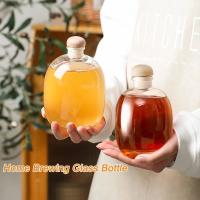 China Wine Beverage Oil Vinegar Kombucha Soda Water Whiskey Vodka 500ml Glass Bottle with Cork Stopper Cap for sale