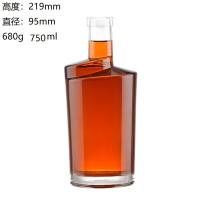 China 750ml Capacity Round Baijiu Bottle with Transparent Glass Material and Wooden Stopper for sale