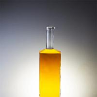 China Glass Liquor Bottle 500ml 750ml Square Shape With Glass Collar Closure for sale