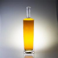 China Glass Liquor Bottle 500ml 750ml Square Shape With Glass Collar Closure for sale