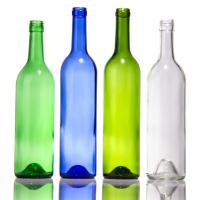 China 500ml Transparent Amber Green Blue Glass Red Wine Bottle With Cork for Cosmetic Packing for sale