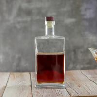 China Rectangular Glass Spirit Bottle Square Glass Whisky Vodka Bottle Custom Glass Bottle for sale