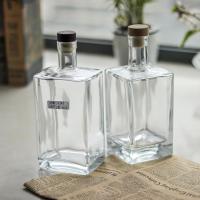 China Rectangular Glass Spirit Bottle Square Glass Whisky Vodka Bottle Custom Glass Bottle for sale