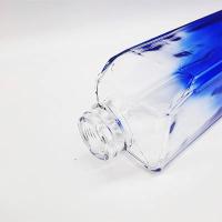 China 280ml Capacity Gradual Change Blue Square Glass Wine Bottle with Alumina Screw Cap for sale