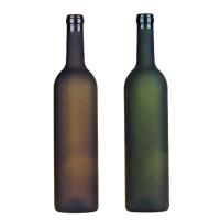 China Airtight Food Storage Green Frosted Round Glass Bottles 500ml 750ml in Glass Material for sale