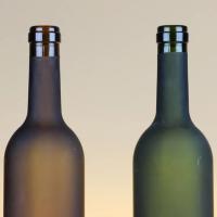 China Airtight Food Storage Green Frosted Round Glass Bottles 500ml 750ml in Glass Material for sale
