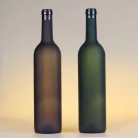 China Airtight Food Storage Green Frosted Round Glass Bottles 500ml 750ml in Glass Material for sale