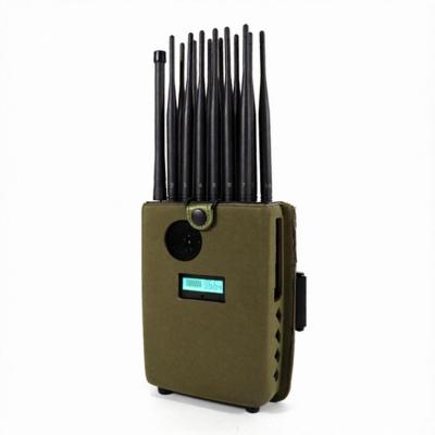 China 14 Bands Mobile Phone Signal Jammer Jamming Range 25 Meters 12000mAh Battery for sale