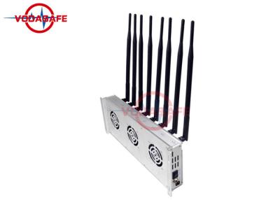 China Silver Color Cell Phone Signal Jammer , Mobile Phone Blocking Device Adjustable Jamming Range for sale