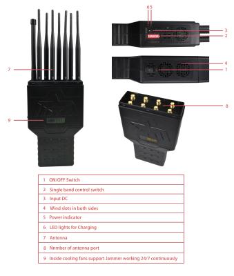 China 8 Bands 30m 18W Cell Phone Signal Jammer LOJACK With Hidden Antenna for sale