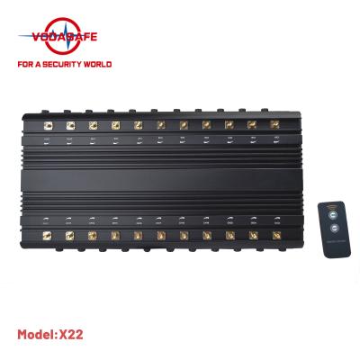 China 80m Stationary Cell Signal Disruptor GSM 3G 4G 5G Mobile Phone 22 Bands 46w for sale