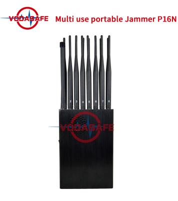 China VHF Lojack Mobile Phone Signal Jammer 16w 12000mAh Cell Phone GPS Jammer for sale