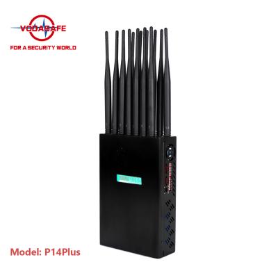 China 14 Antennas Handheld Phone Signal Jammer High Power For WiFi GPS Lojack for sale