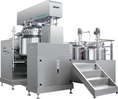 China SUS316 Cosmetic Emulsifier Mixer Cream Lotion Hydraulic Lifting Vacuum Emulsifying Homogenizer Mixer Machine for sale