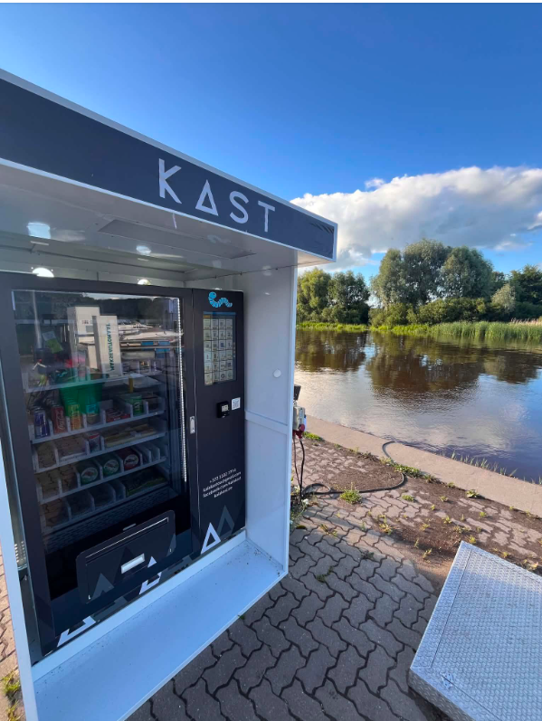 Estonia snack vending machine in a public park selling snacks and drinks