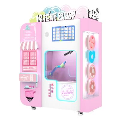 China Micron Automatic 32 Fruit Flavor Cotton Candy Vending Machine for street food in the amusement park for sale