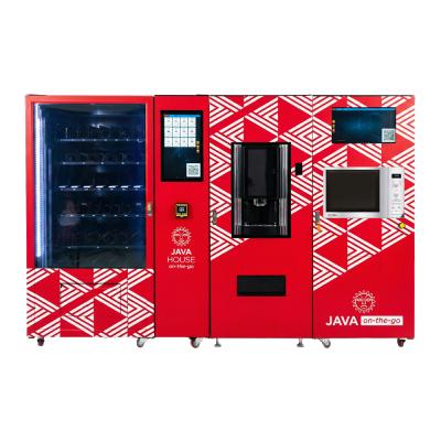 China All-in-One Hot Food Vending Machine Station with Dual Microwave Racks & Integrated Coffee Vending Machine for sale