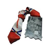China Zinc Alloy Sports Custom Metal Medal Ribbon Medal Marathon Plate for sale