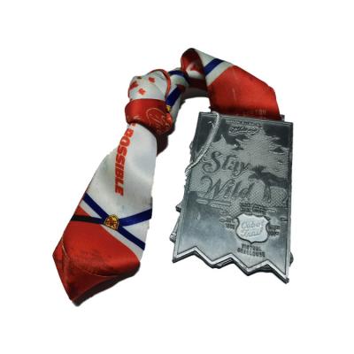 China Zinc Alloy Sports Custom Metal Medal Ribbon Medal Marathon Plate for sale