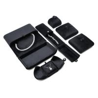 China Customized Square Velvet Luxury Black Jewelry Gift Box with Gold Foil Stamps Customizable for Bracelets Rings Necklaces for sale