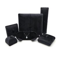 China Customized Square Velvet Luxury Black Jewelry Gift Box with Gold Foil Stamps Customizable for Bracelets Rings Necklaces for sale